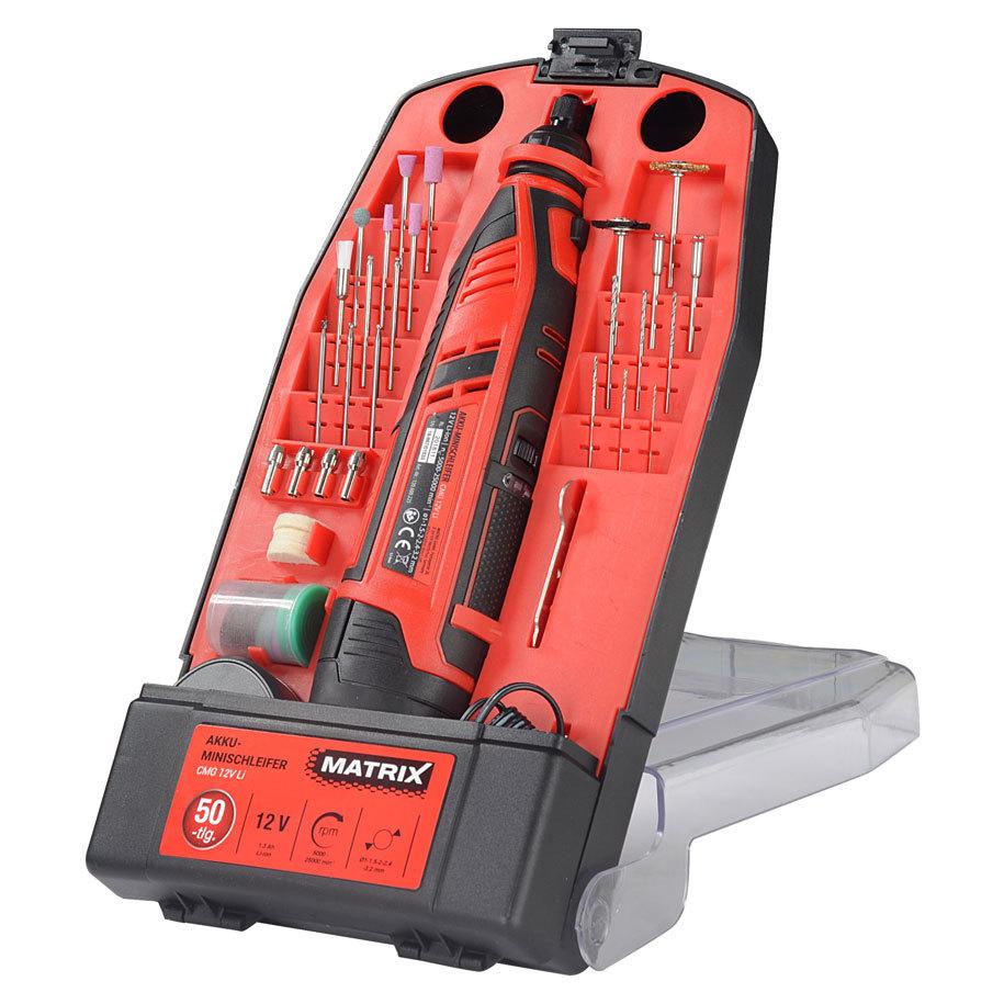 Акумулаторна Шлифовалка Matrix CMG 12V Li 50pcs SET 06065027 на топ ...