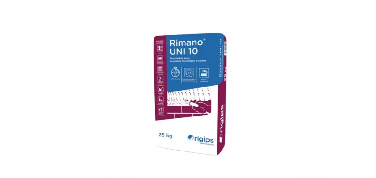 Гипсова мазилка Rimano UNI 10, 25 кг 04078340 на топ цена — Home Max ...